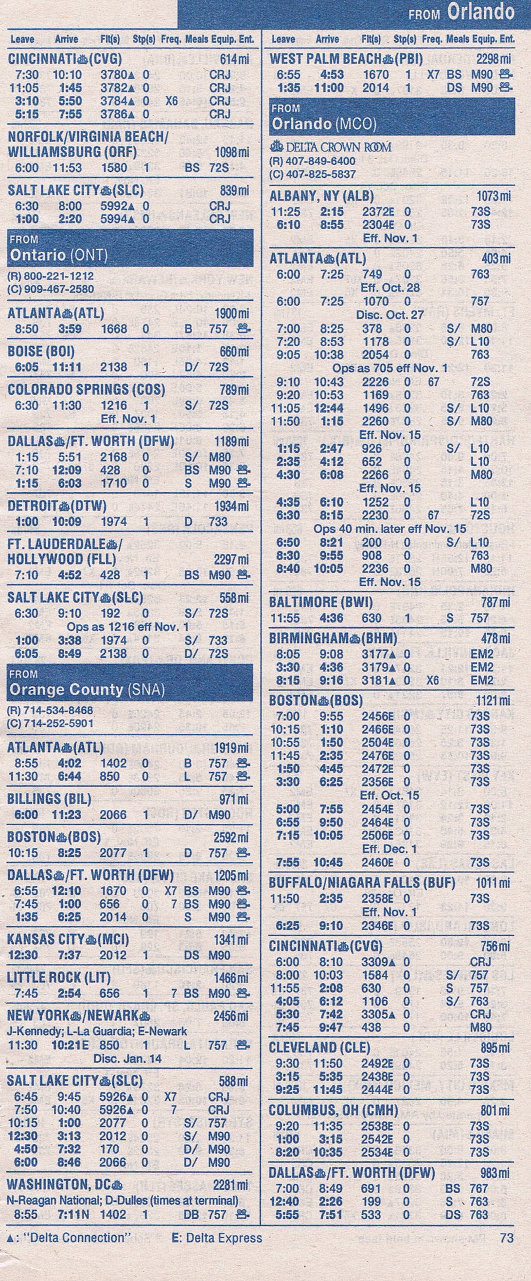 Delta Air Lines October 1, 1998 System Timetable – departedflights2.com