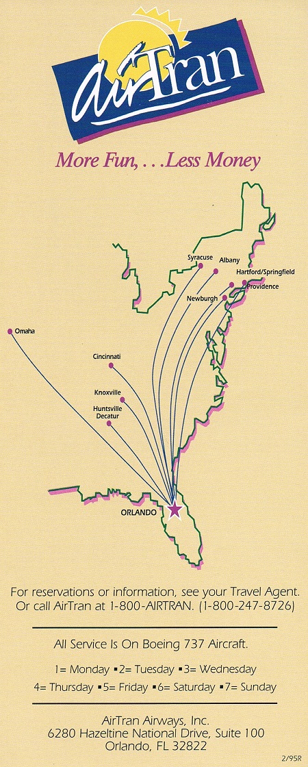 AirTran Airways March 1, 1995 System Timetable – departedflights2.com