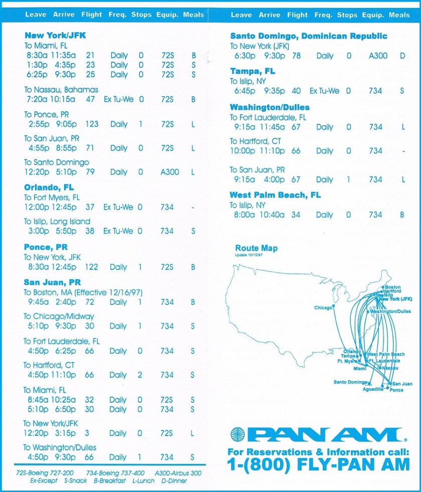 Pan Am October 26, 1997 System Timetable – departedflights2.com