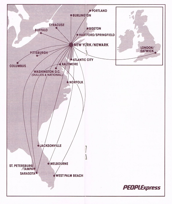 People Express Airlines June 1, 1983 System Timetable ...