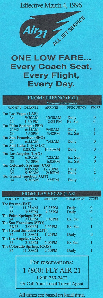 Air 21 March 4, 1996 Flight Schedule – departedflights2.com