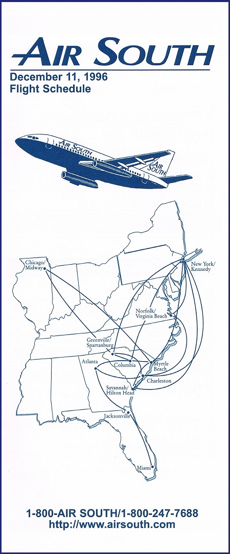 Air South December 11, 1996 System Timetable – departedflights2.com