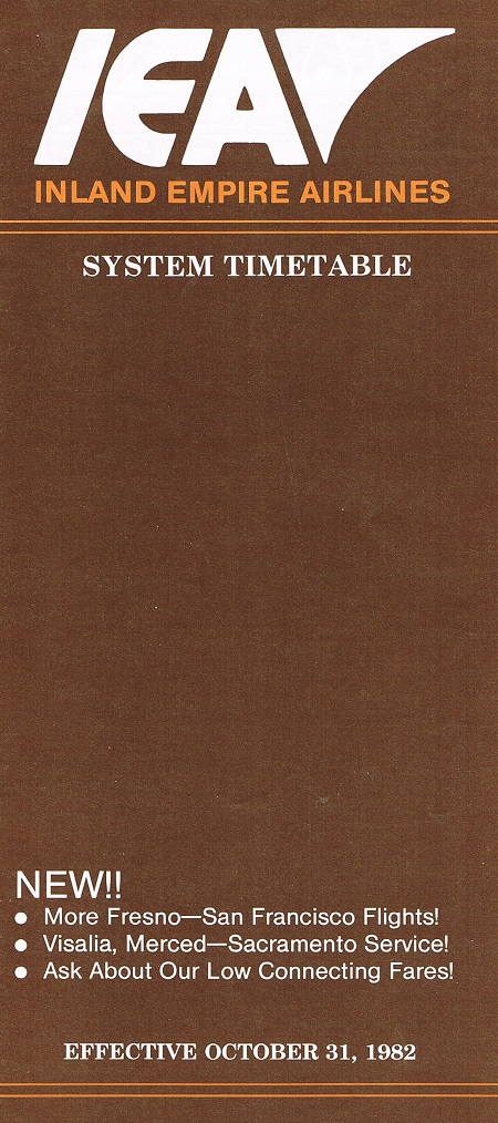Inland Empire Airlines October 31, 1982 System Timetable ...