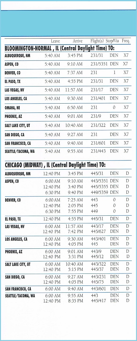 Frontier Airlines July 8, 1997 System Timetable – departedflights2.com