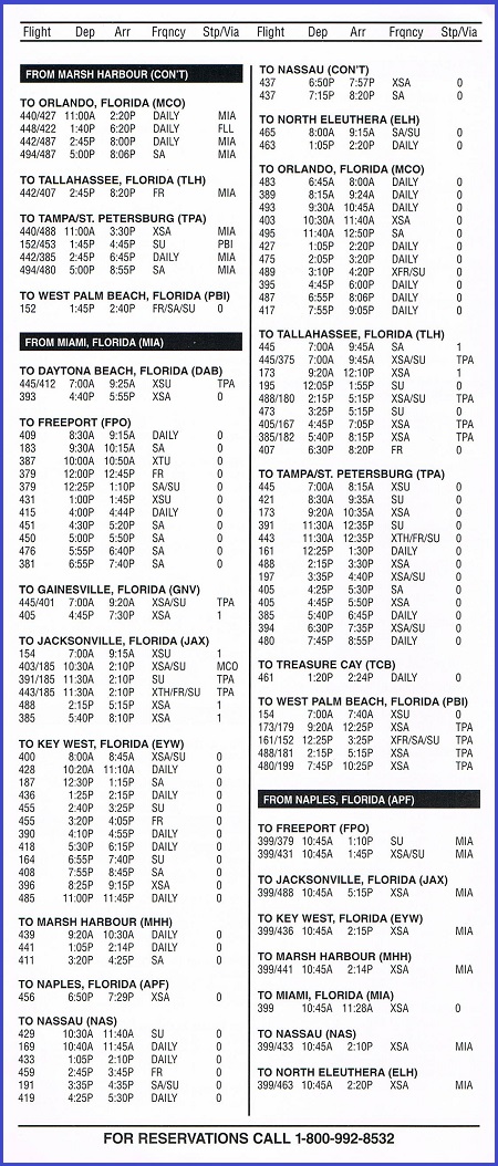 Gulfstream International Airlines June 28, 1996 System Timetable ...
