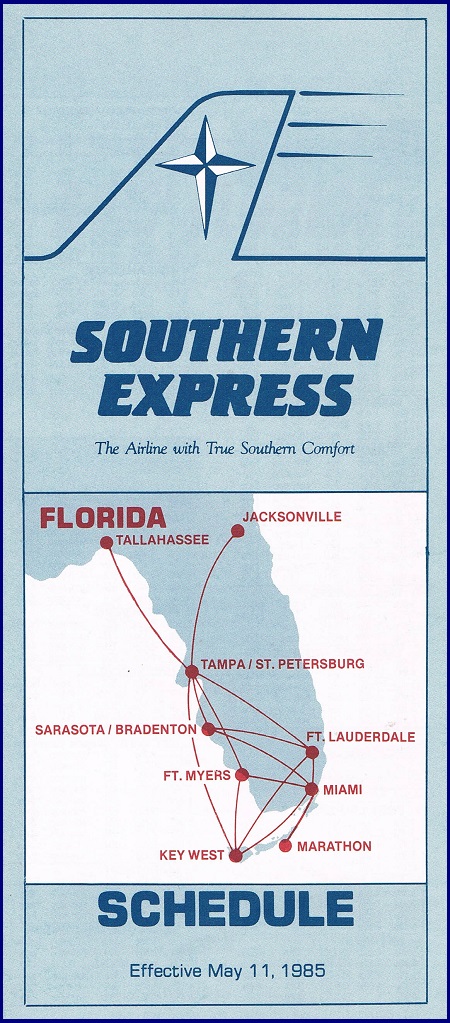 Southern Express Airlines May 11, 1985 System Timetable ...