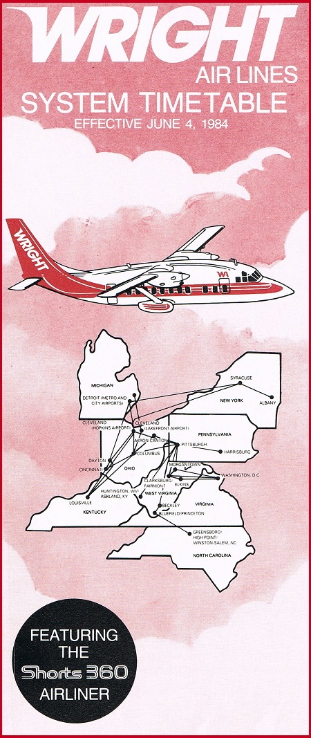 Wright Air Lines June 4, 1984 System Timetable – departedflights2.com