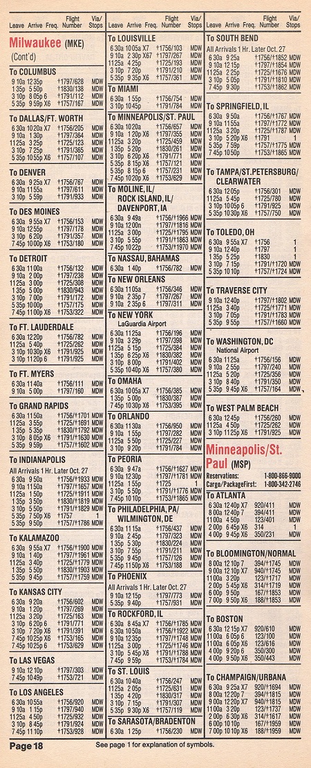Midway Airlines September 4, 1991 System Timetable – departedflights2.com