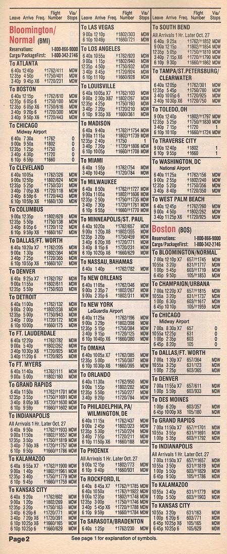 Midway Airlines September 4, 1991 System Timetable – departedflights2.com