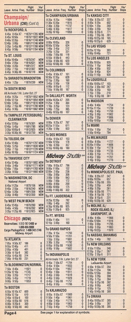 Midway Airlines September 4, 1991 System Timetable – departedflights2.com