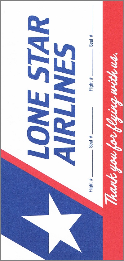 Lone Star Airlines Ticket Jackets – departedflights2.com
