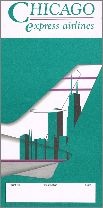 Chicago Express Airlines Ticket Jackets – departedflights2.com