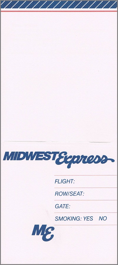 Midwest Express Airlines Ticket Jackets – departedflights2.com