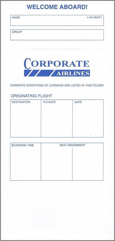 Corporate Airlines Ticket Jackets – departedflights2.com
