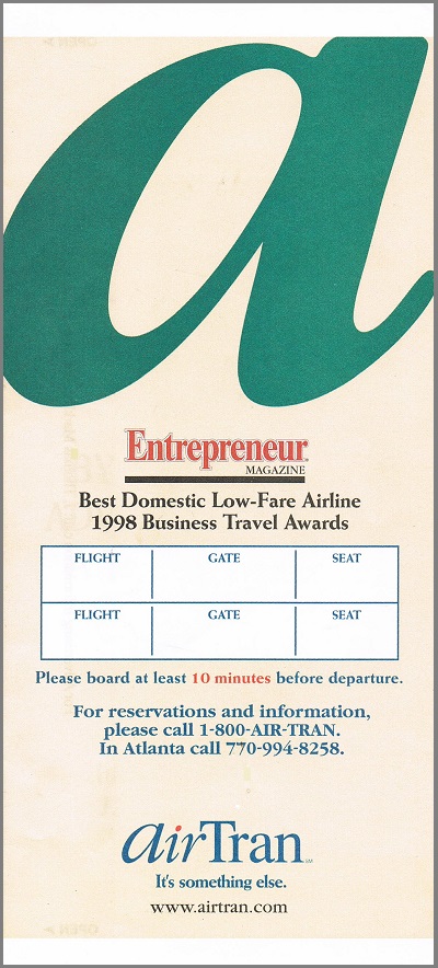 AirTran Airways Ticket Jackets – departedflights2.com